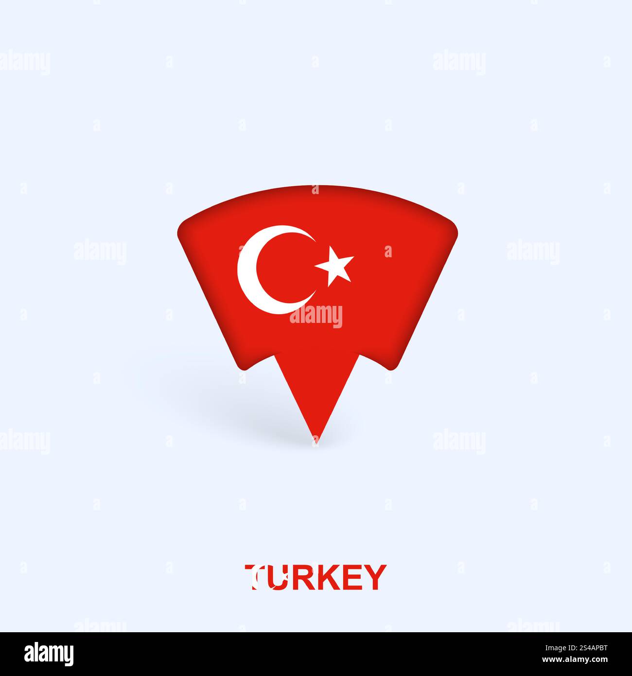 Turkey Flag Map Pointer Design with Shadow. Vector illustrator Stock ...