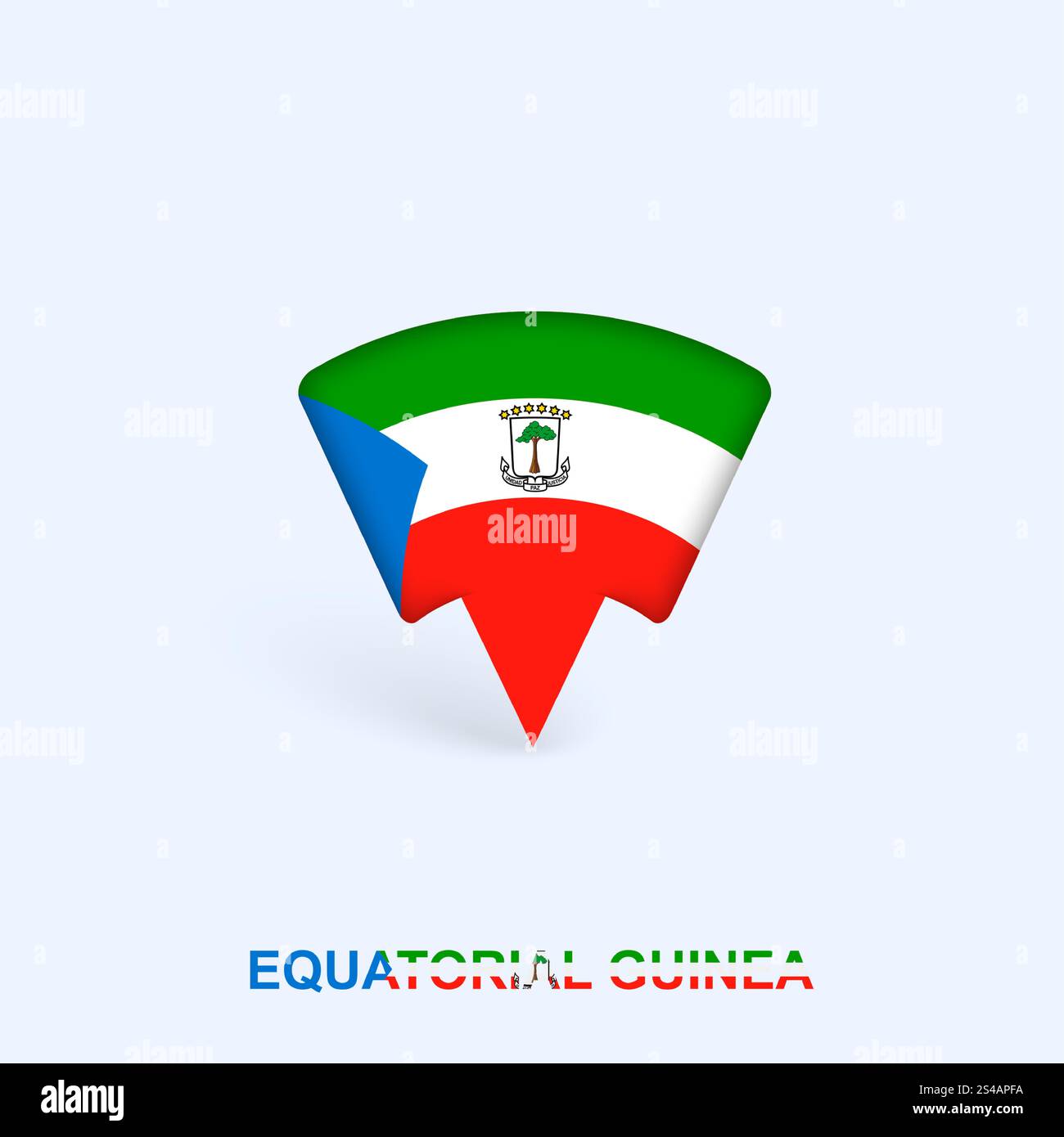 Equatorial Guinea Flag Map Pointer Design with Shadow. Vector ...