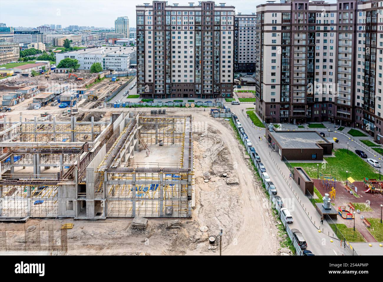 Construction site, construction of a multi storey residential building ...