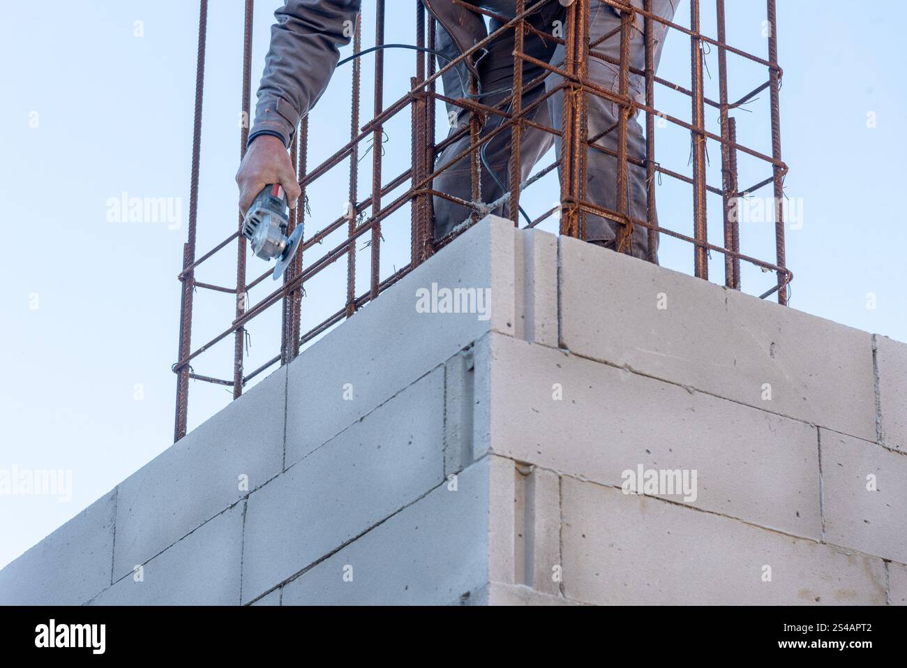 Open air construction site, residential building build, metal ...