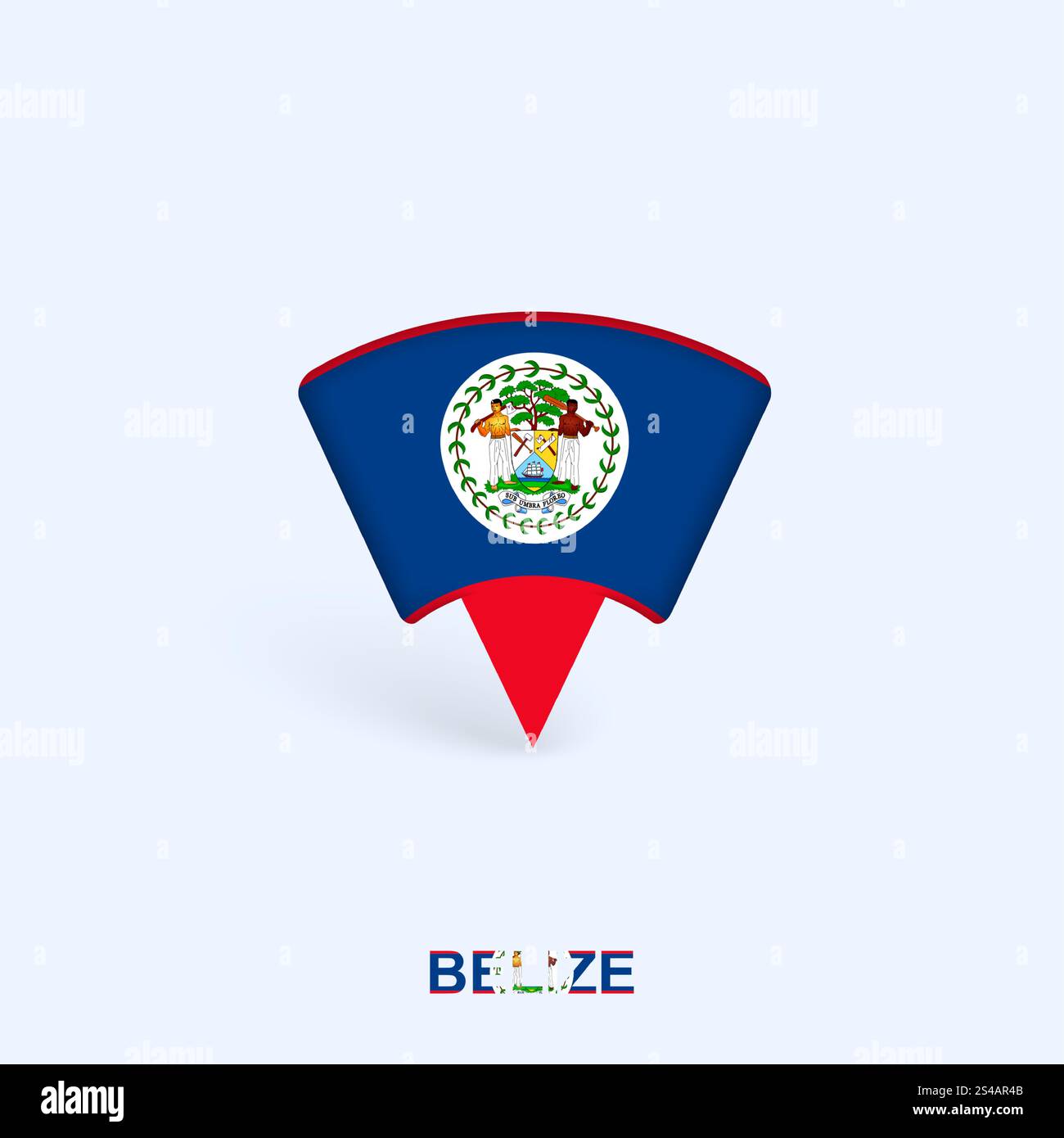 Belize Flag Map Pointer Design with Shadow. Vector illustrator Stock ...