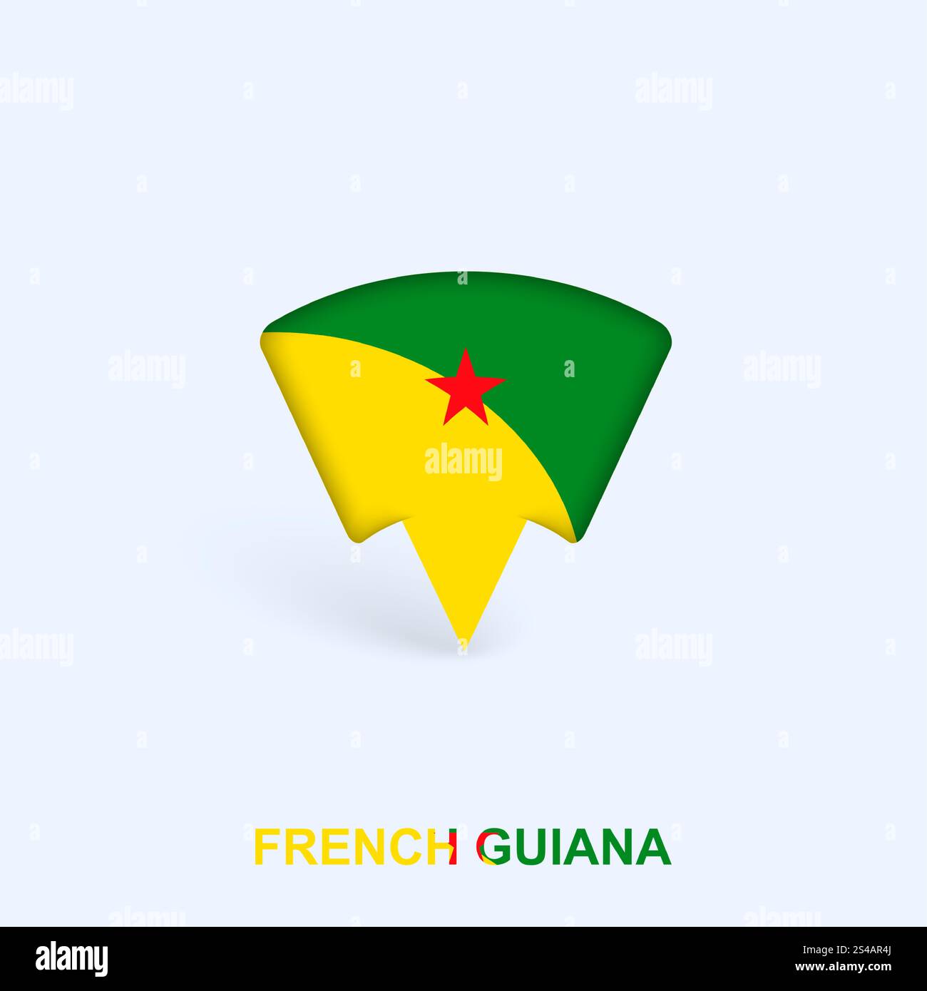 French Guiana Flag Map Pointer Design with Shadow. Vector illustrator ...