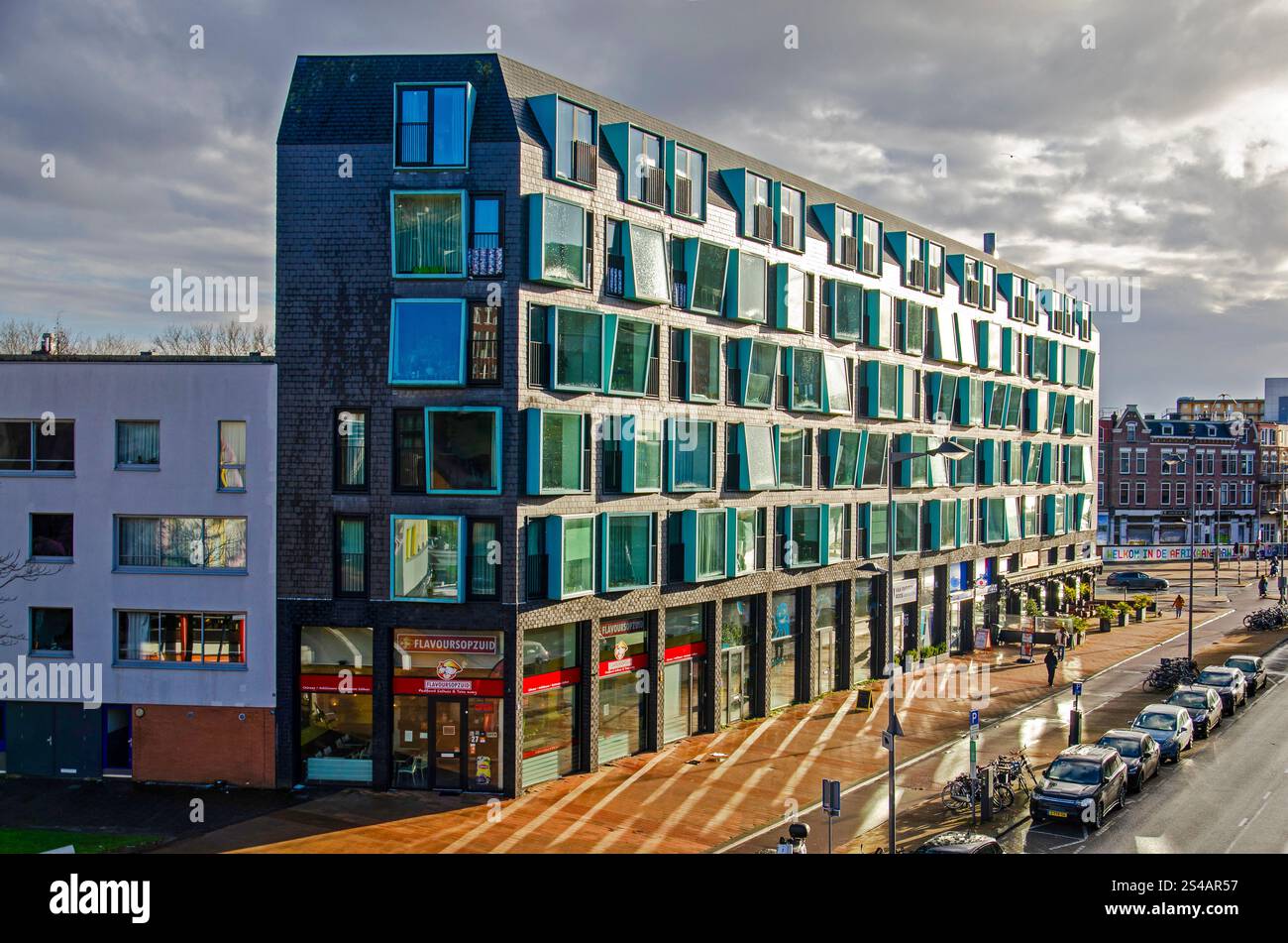 Rotterdam, The Netherlands, January 9, 2025: Residential building with ...