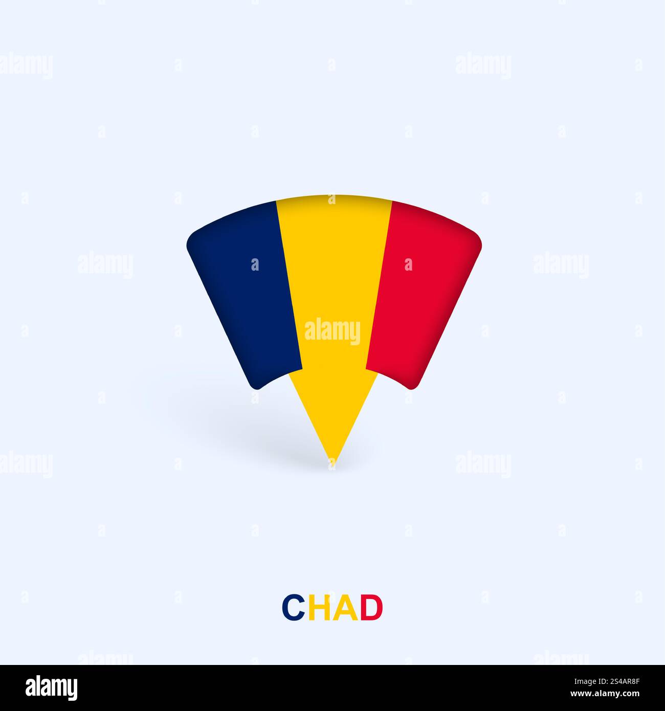 Chad Flag Map Pointer Design with Shadow. Vector illustrator Stock ...