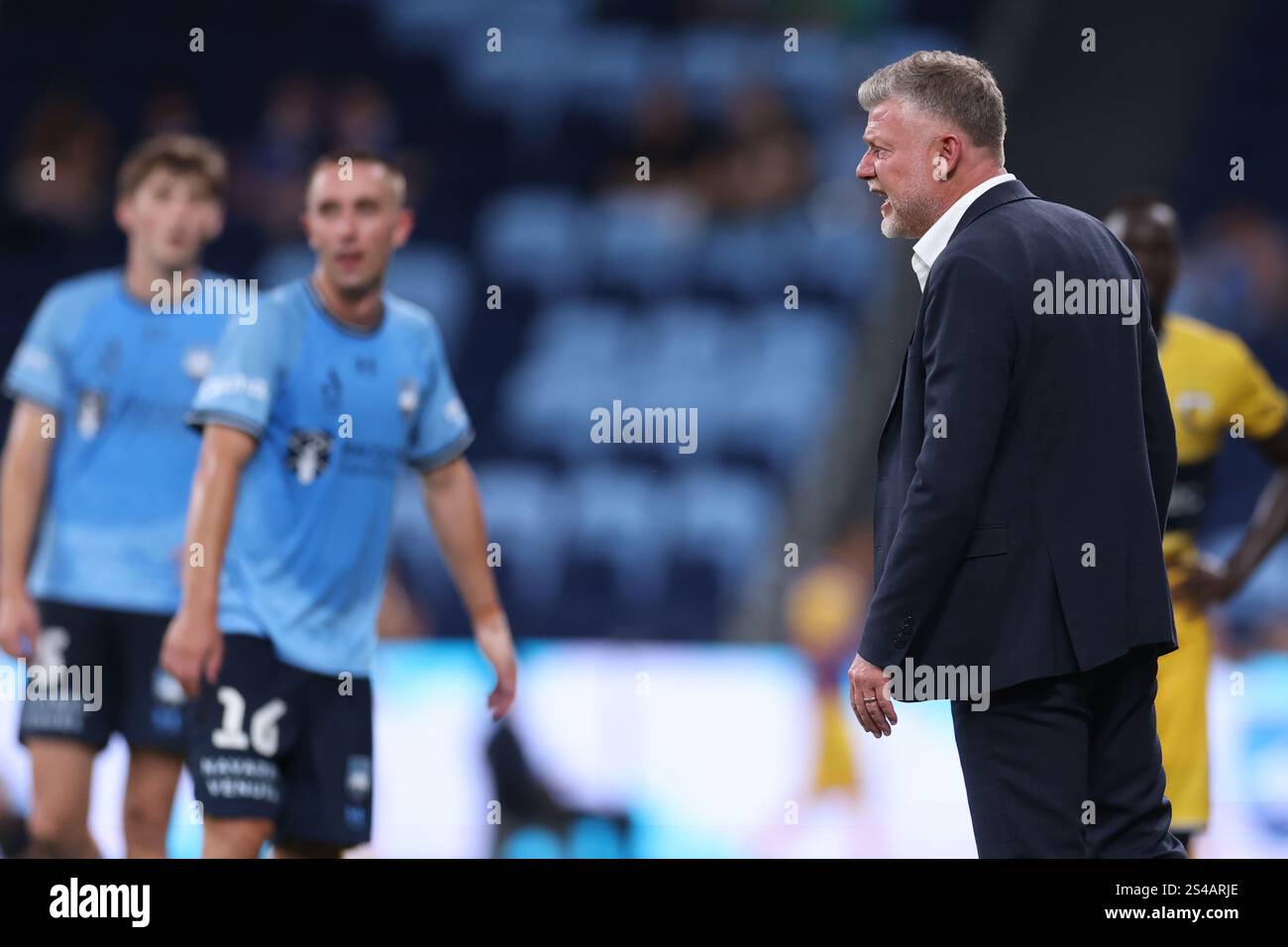 Sydney, Australia. 11th Jan, 2025. Sydney FC coach Ufuk Talay looks on ...