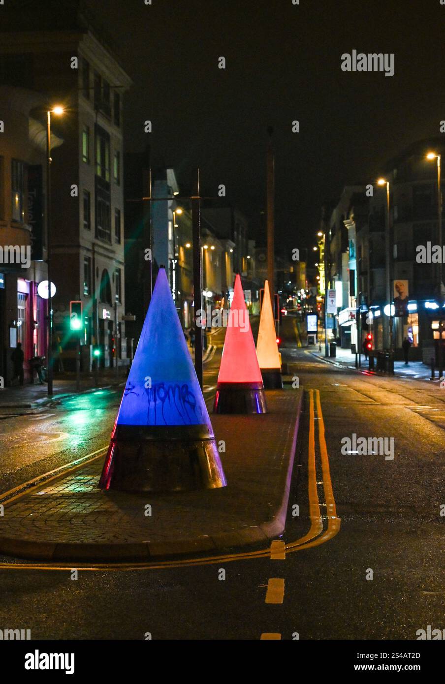 West Street in Brighton at night which is well known for its nightlife ...