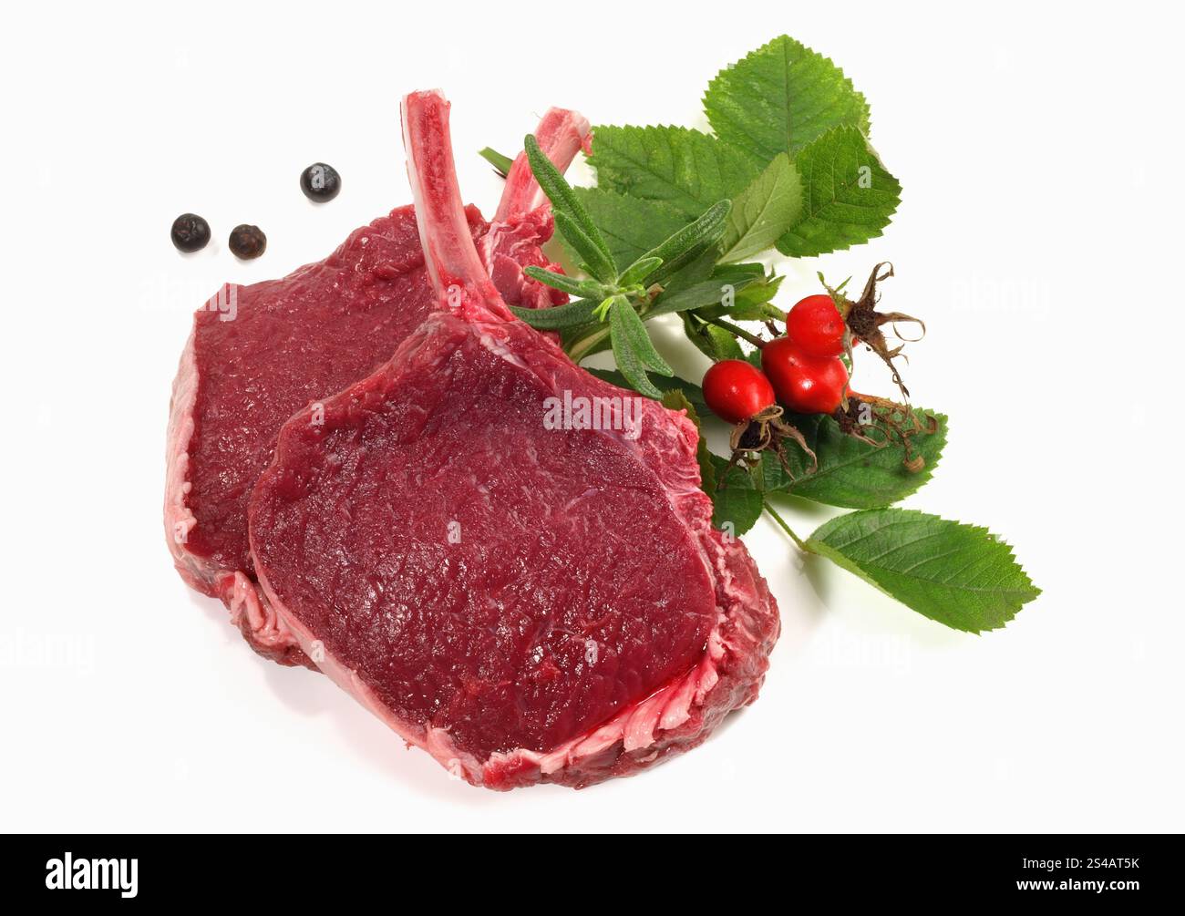 Deer Rack - Wild Game Meat on white Background Stock Photo - Alamy
