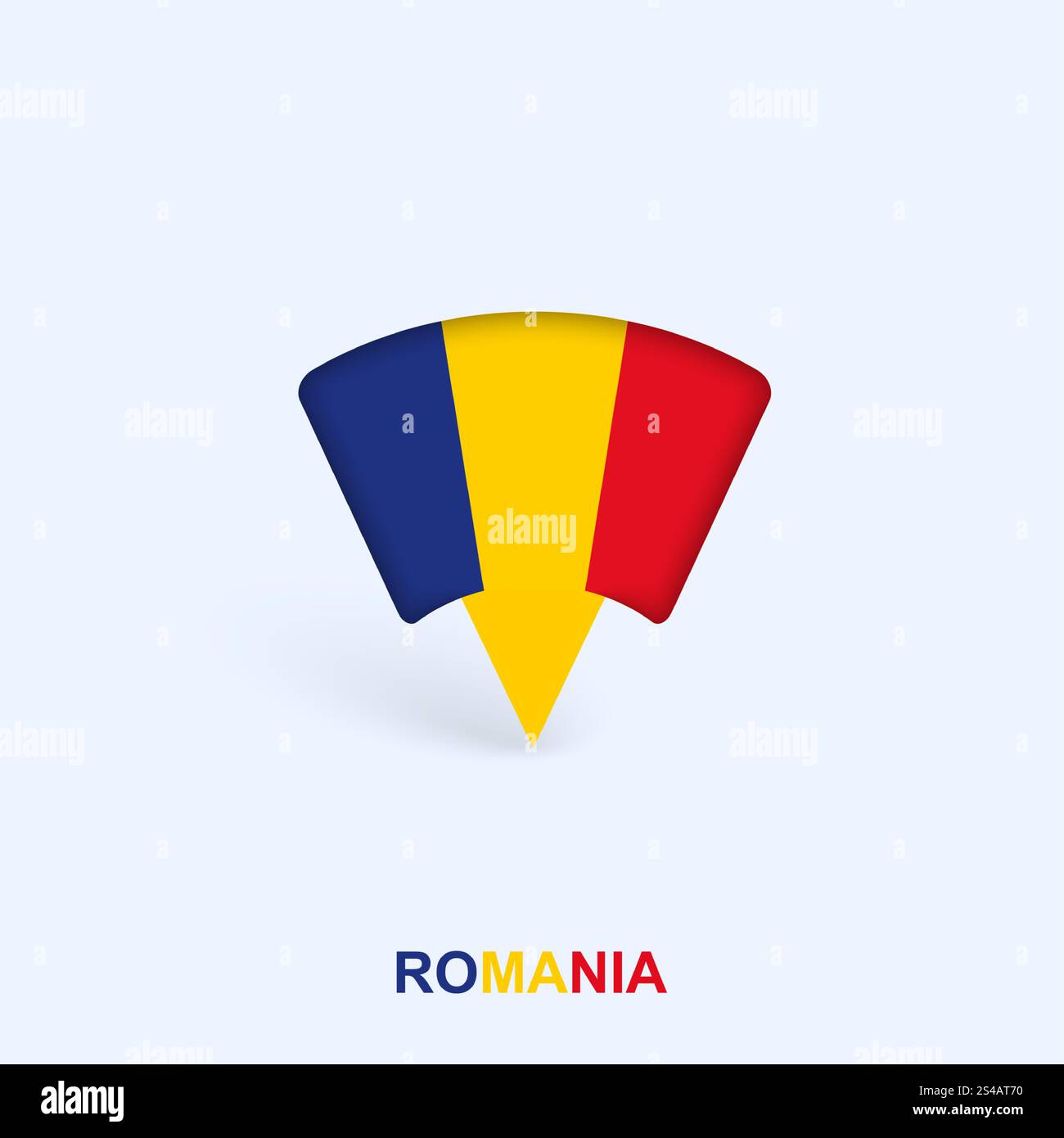 Romania Flag Map Pointer Design with Shadow. Vector illustrator Stock ...
