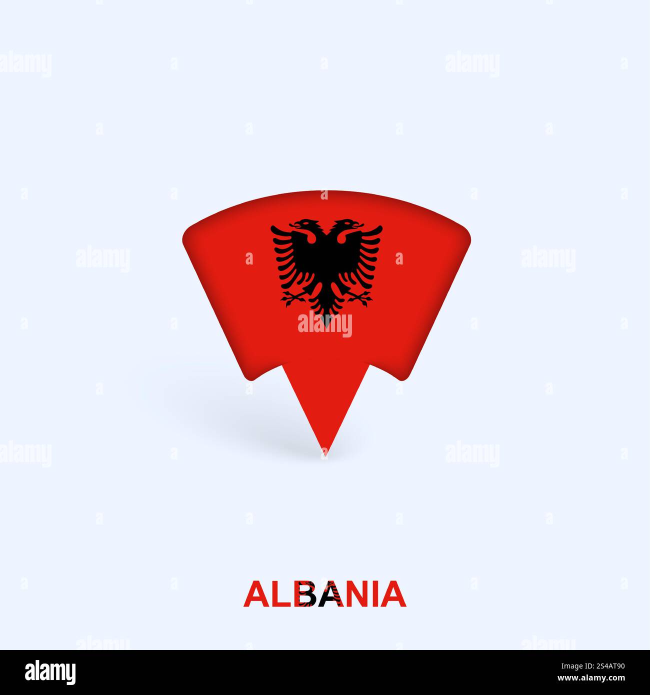 Albania Flag Map Pointer Design with Shadow. Vector illustrator Stock ...