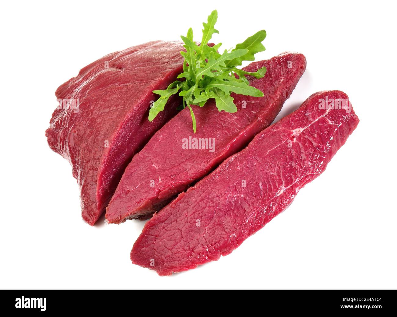 Ostrich Steaks - Wild Game Meat on white Background Stock Photo - Alamy