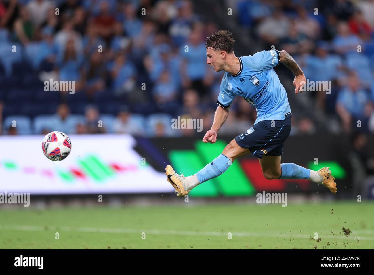 Sydney, Australia. 11th Jan, 2025. Adrian Segecic of Sydney FC kicks ...