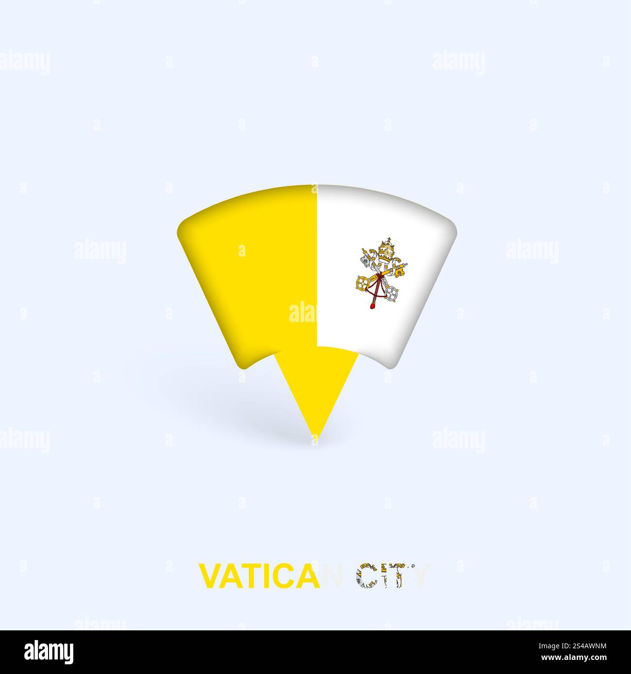 Vatican City Flag Map Pointer Design with Shadow. Vector illustrator ...