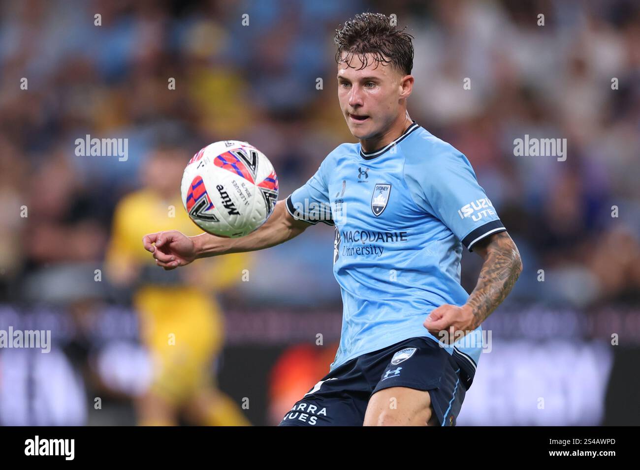 Sydney, Australia. 11th Jan, 2025. Adrian Segecic of Sydney FC controls ...