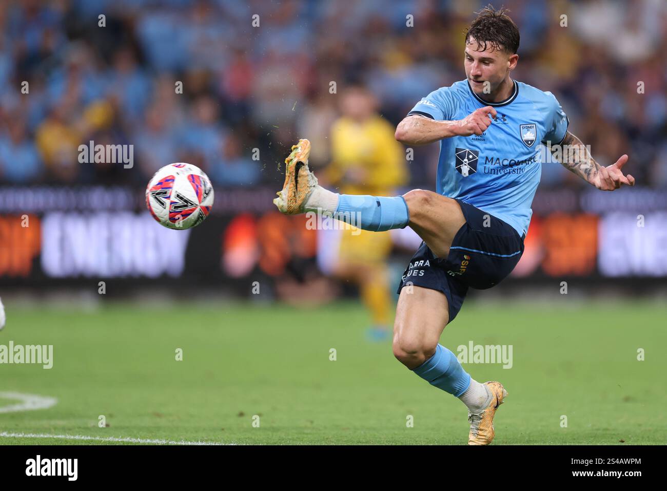 Sydney, Australia. 11th Jan, 2025. Adrian Segecic of Sydney FC controls ...
