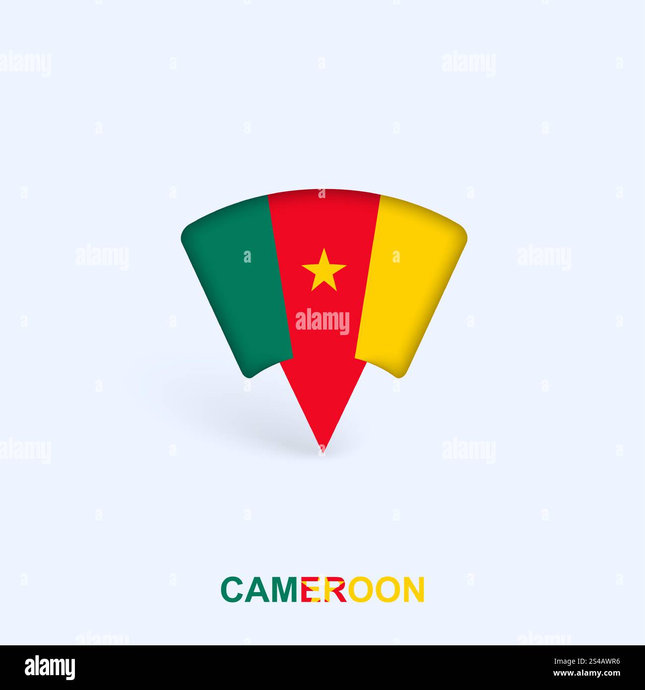 Cameroon Flag Map Pointer Design with Shadow. Vector illustrator Stock ...