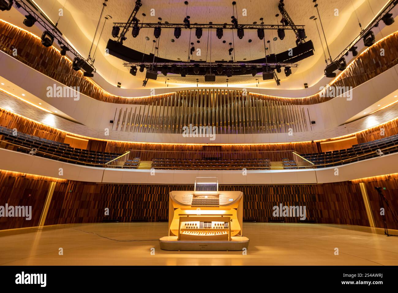 View of the Large Concert Organ and the organ control panel in the ...