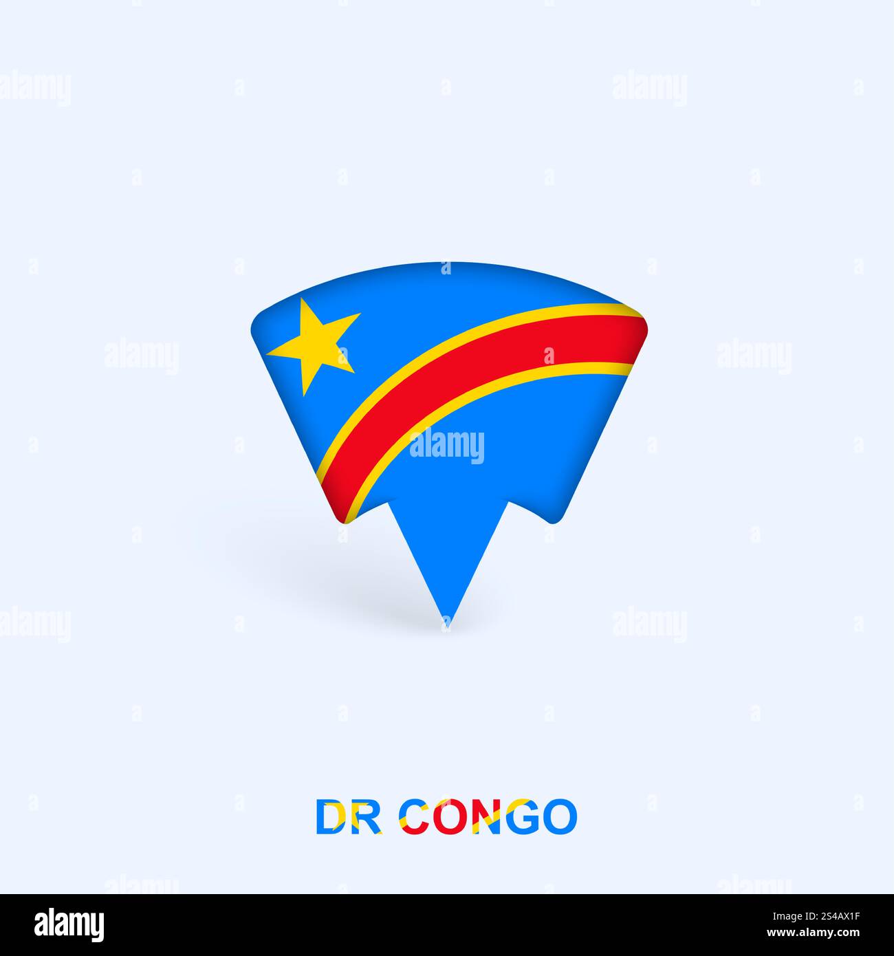 Dr Congo Flag Map Pointer Design With Shadow Vector Illustrator Stock