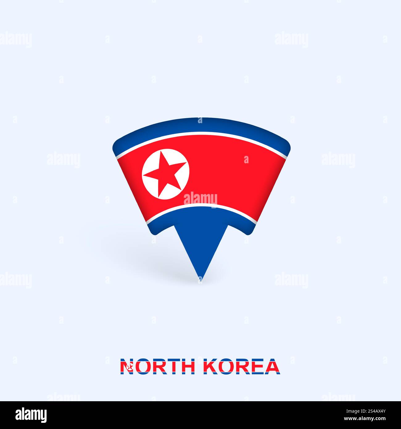 North Korea Flag Map Pointer Design with Shadow. Vector illustrator Stock Vector Image & Art - Alamy