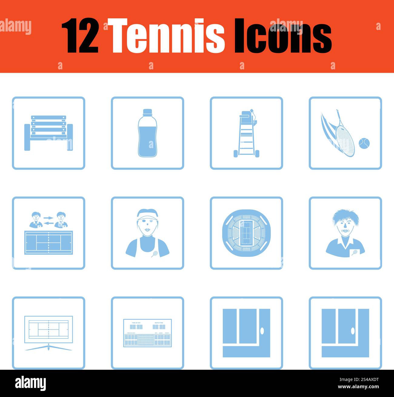 Tennis icon set. Tennis icon set. Blue frame design. Vector ...