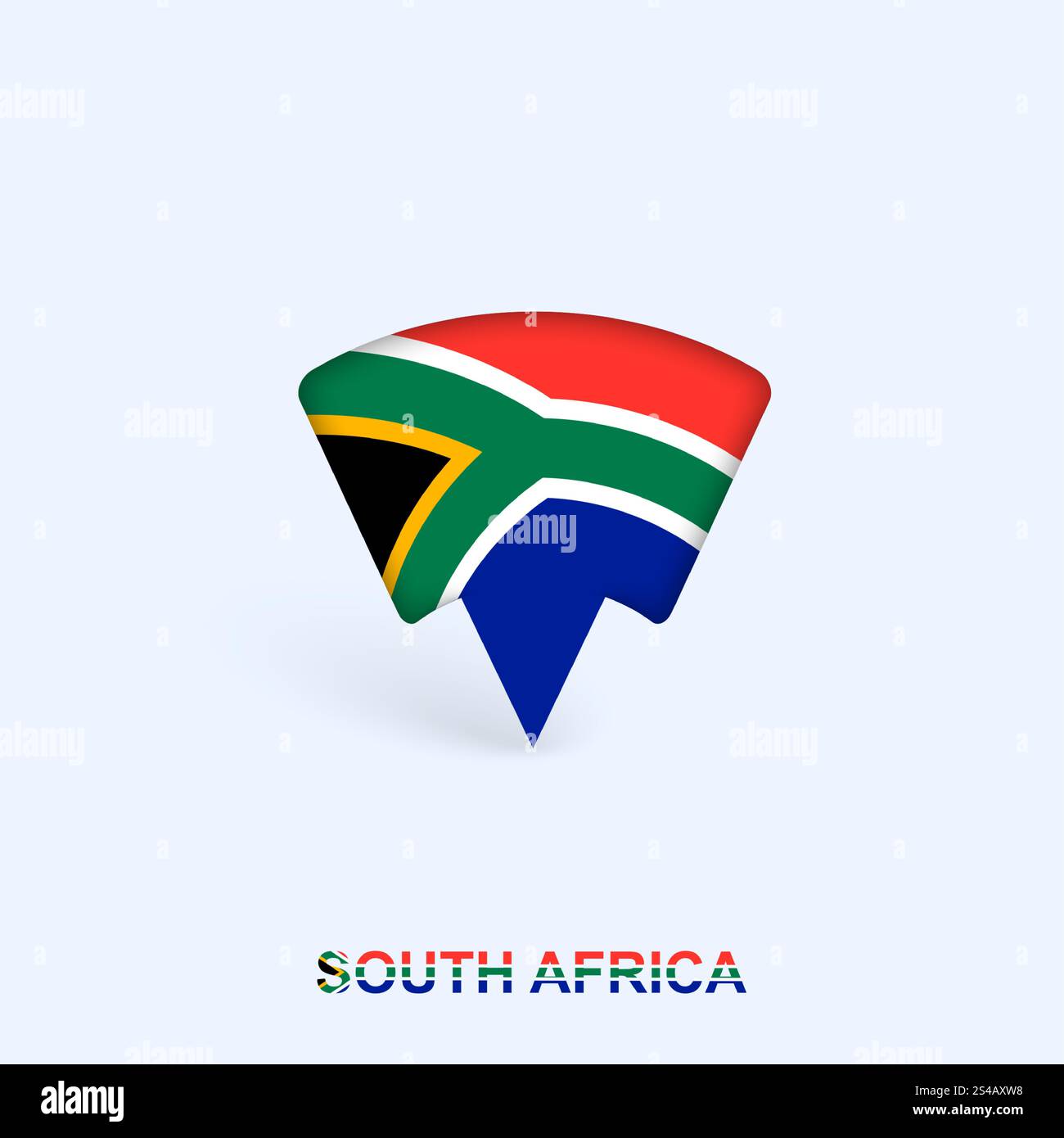 South Africa Flag Map Pointer Design with Shadow. Vector illustrator ...