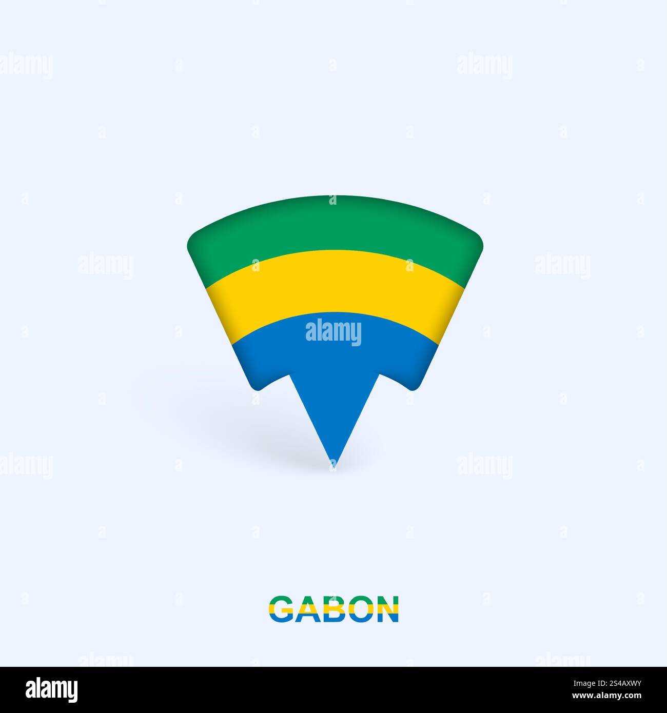 Gabon Flag Map Pointer Design with Shadow. Vector illustrator Stock ...