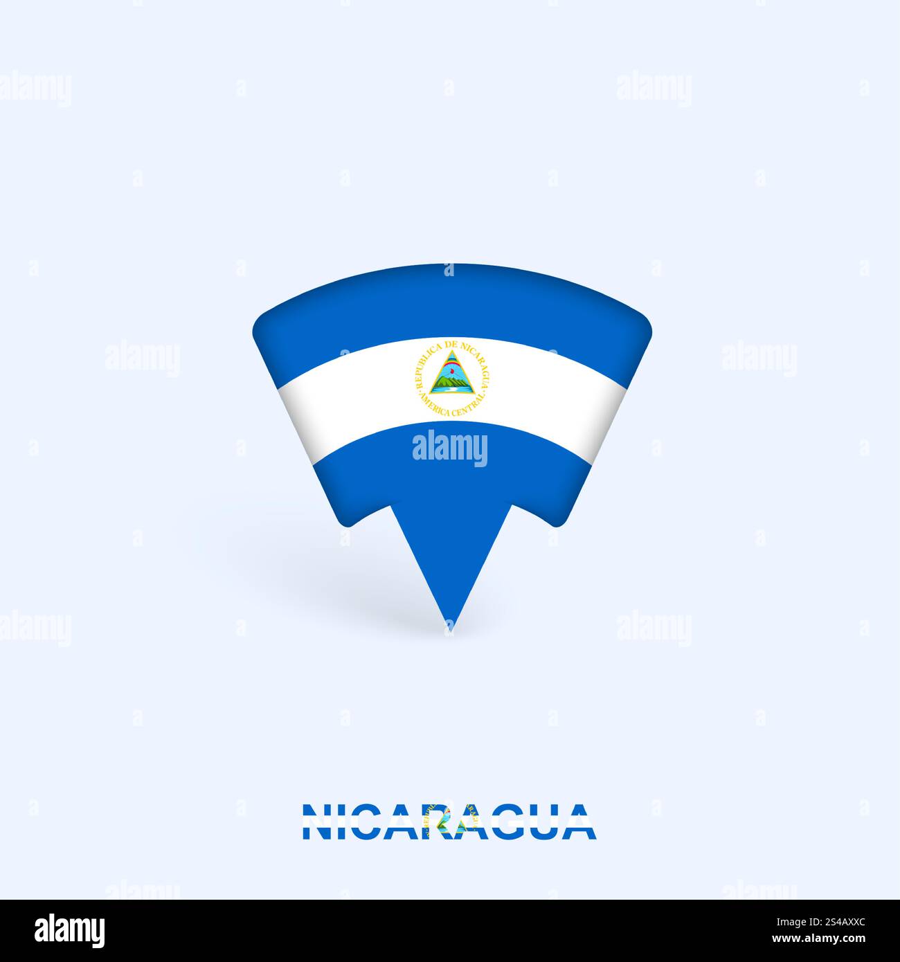 Nicaragua Flag Map Pointer Design with Shadow. Vector illustrator Stock ...