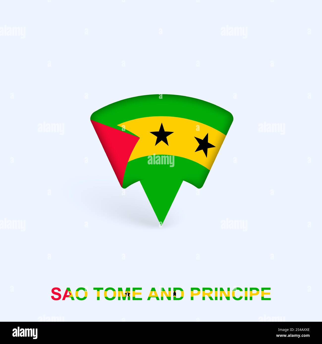 Sao Tome and Principe Flag Map Pointer Design with Shadow. Vector ...