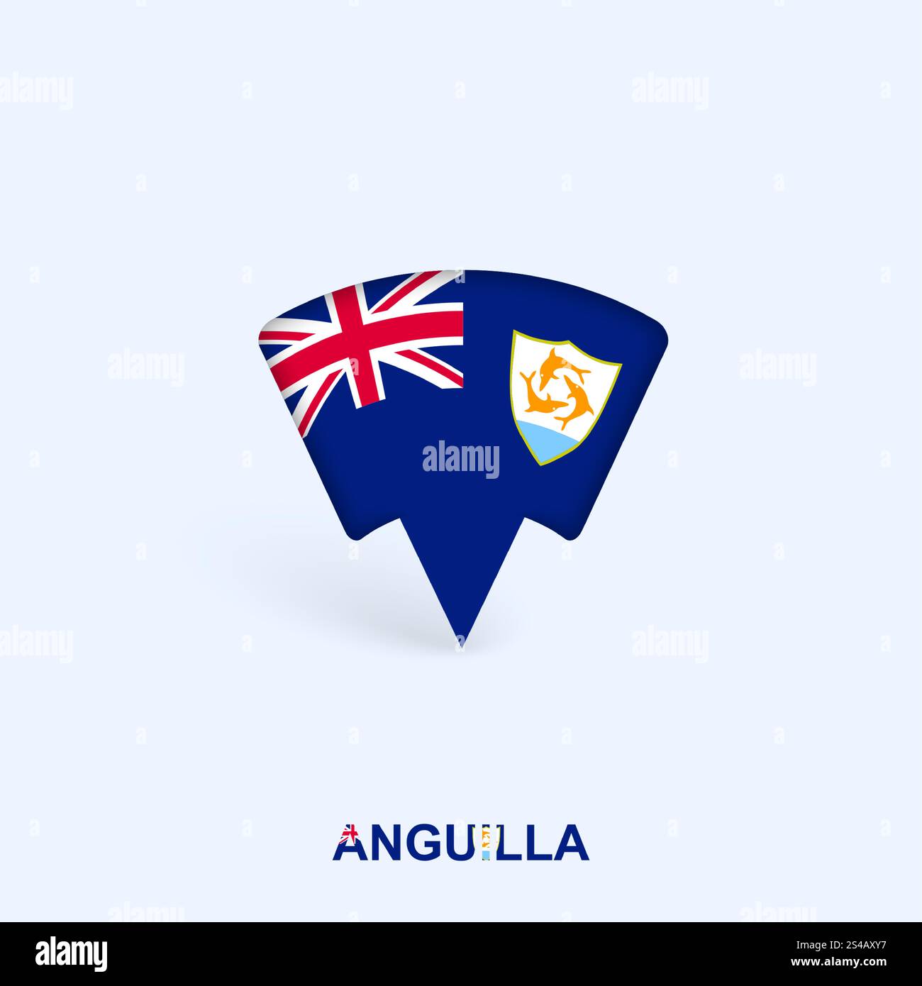 Anguilla Flag Map Pointer Design with Shadow. Vector illustrator Stock ...