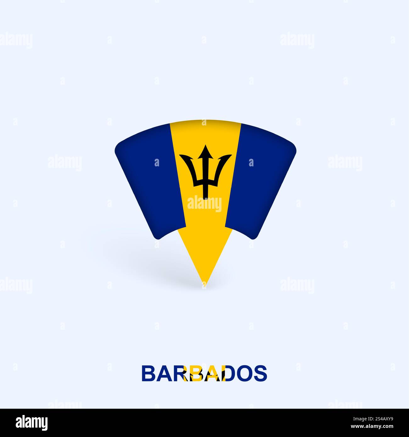 Barbados Flag Map Pointer Design with Shadow. Vector illustrator Stock ...
