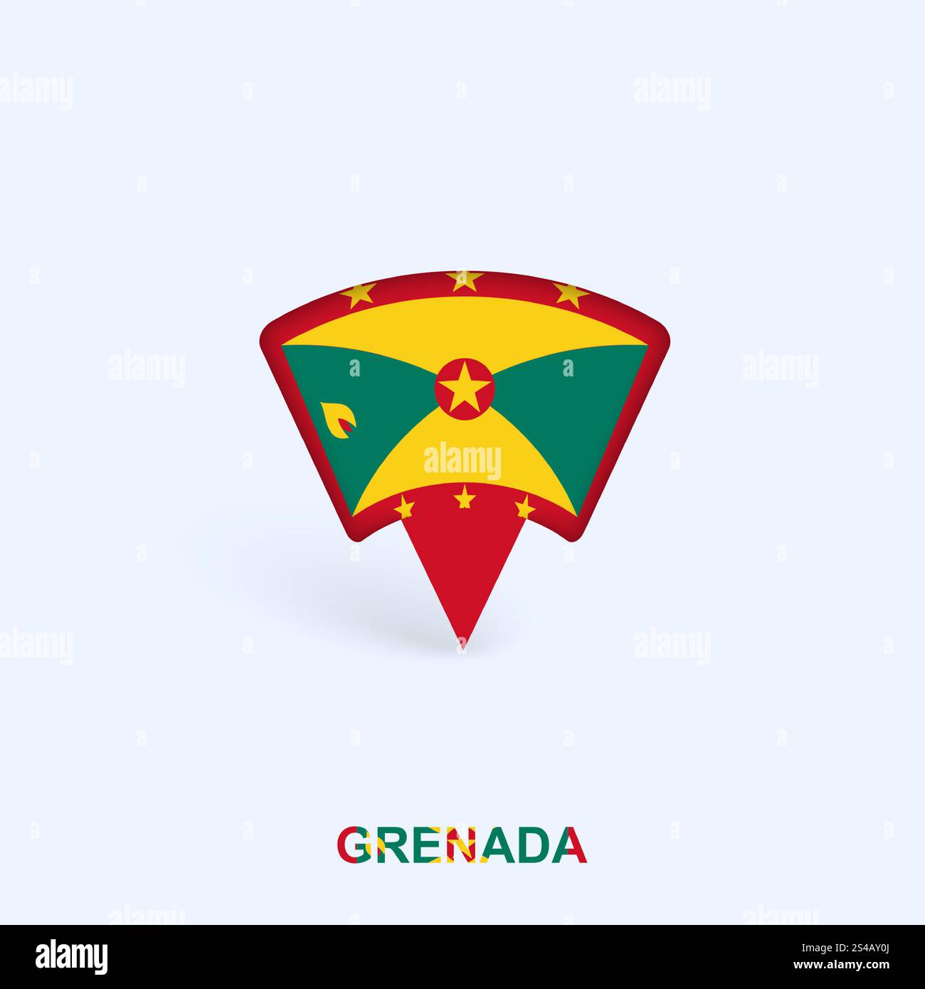 Grenada Flag Map Pointer Design with Shadow. Vector illustrator Stock ...