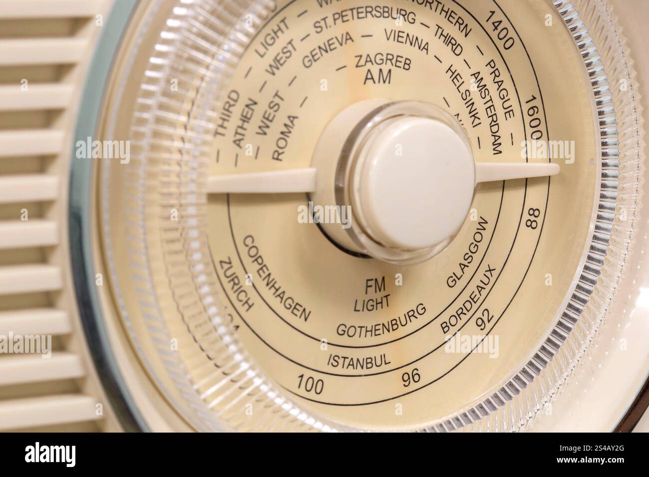 Retro vintage radio tuner dial background with am and fm frequencies ...