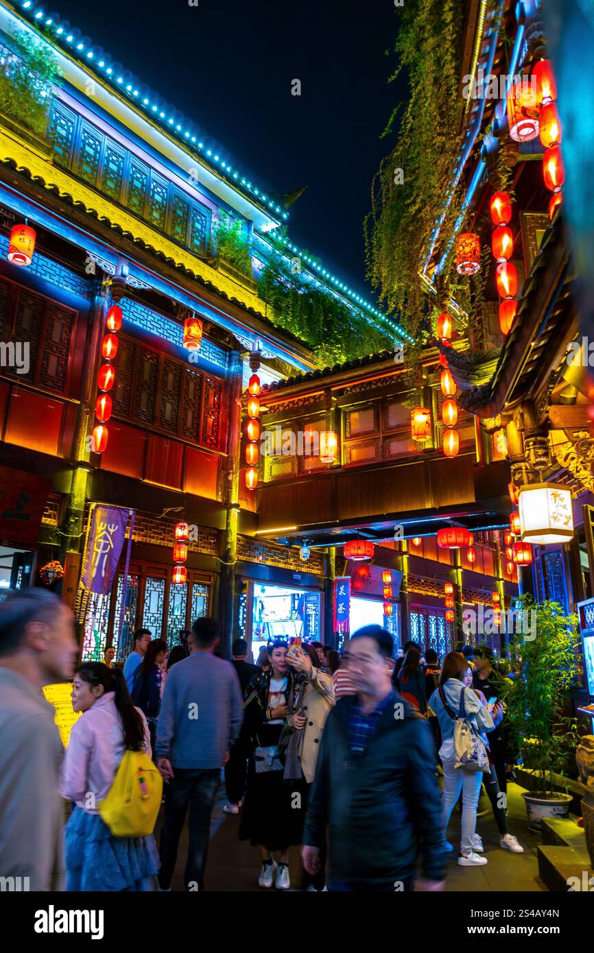 Chengdu, China, Sichuan, Crowd People, Chinese Tourists Visiting Old ...