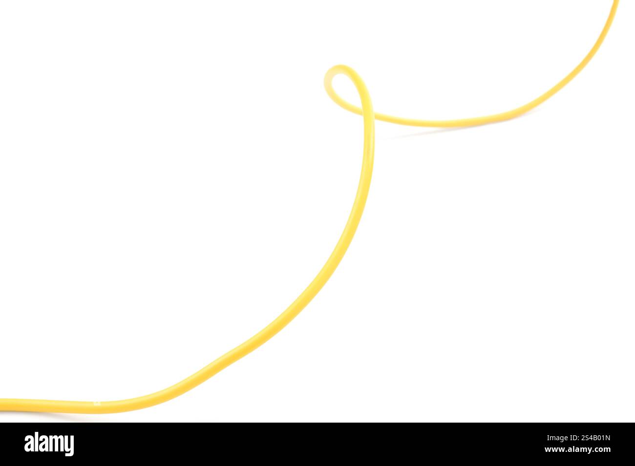 One yellow electrical wire isolated on white Stock Photo - Alamy