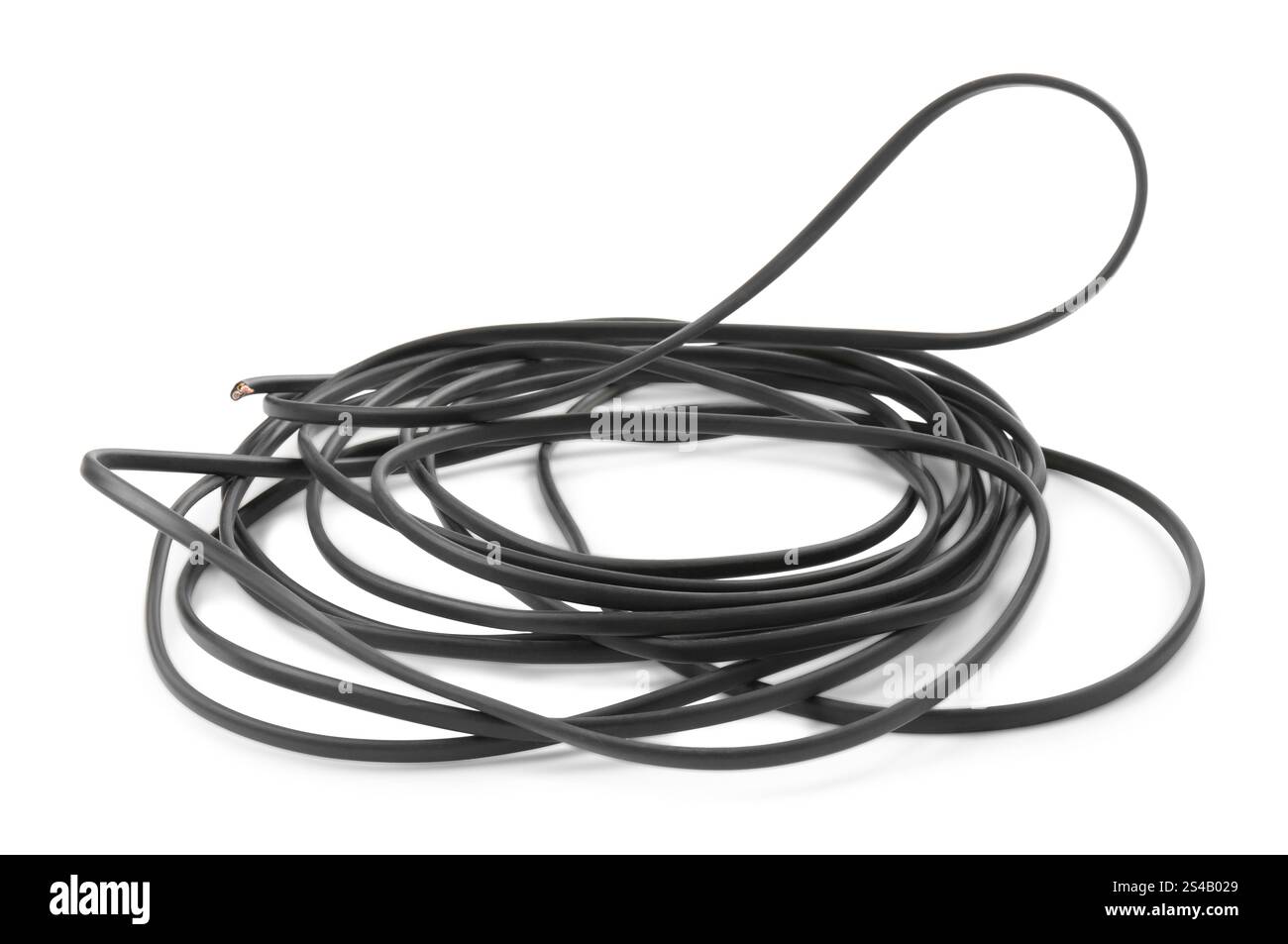 Tangled insulated electrical wire on white background Stock Photo - Alamy