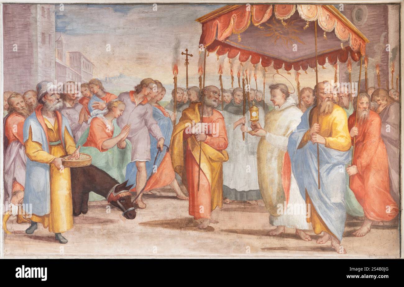 PERUGIA, ITALY - MAY 15, 2024: The fresco St. Anthony and the miracle ...