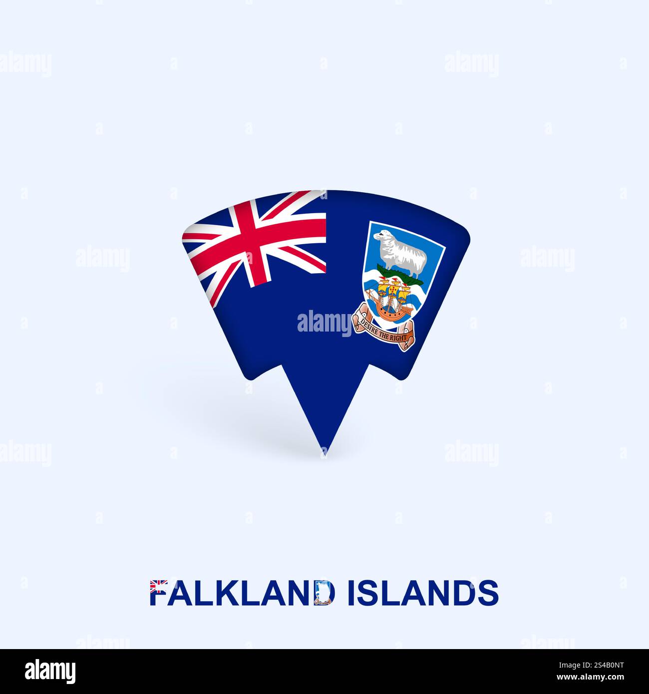 Falkland Islands Flag Map Pointer Design with Shadow. Vector ...