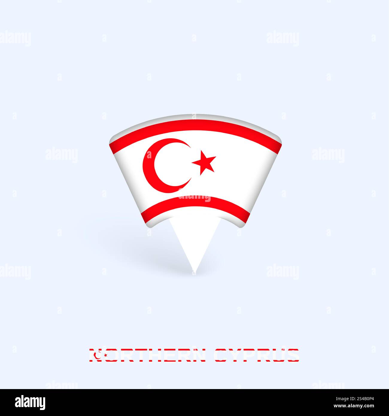 Northern Cyprus Flag Map Pointer Design with Shadow. Vector illustrator ...