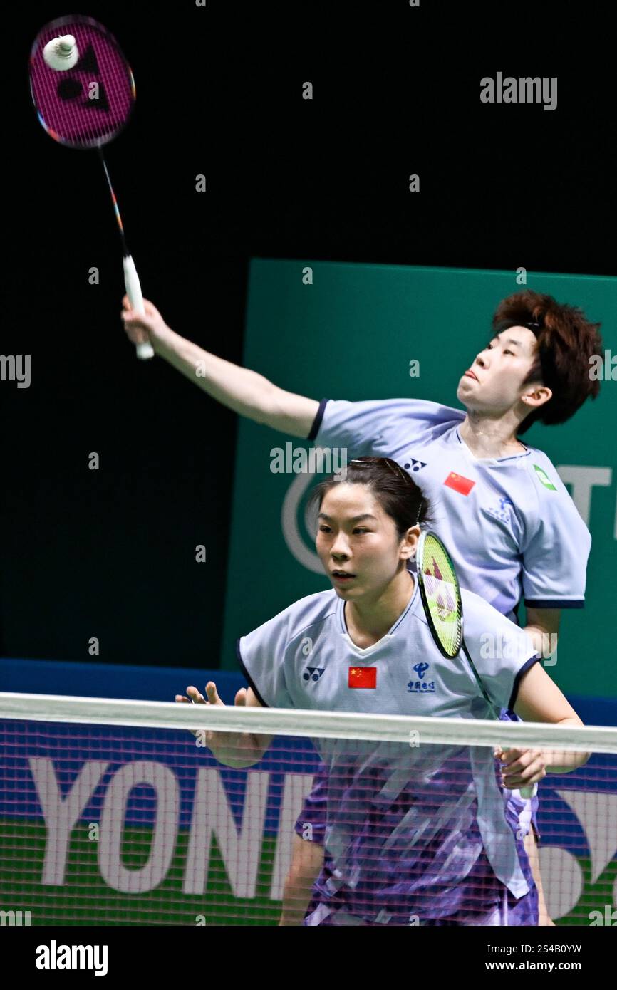 Kuala Lumpur, Malaysia. 11th Jan, 2025. Jia Yifan (bottom)/Zhang Shuxian of China compete during ...