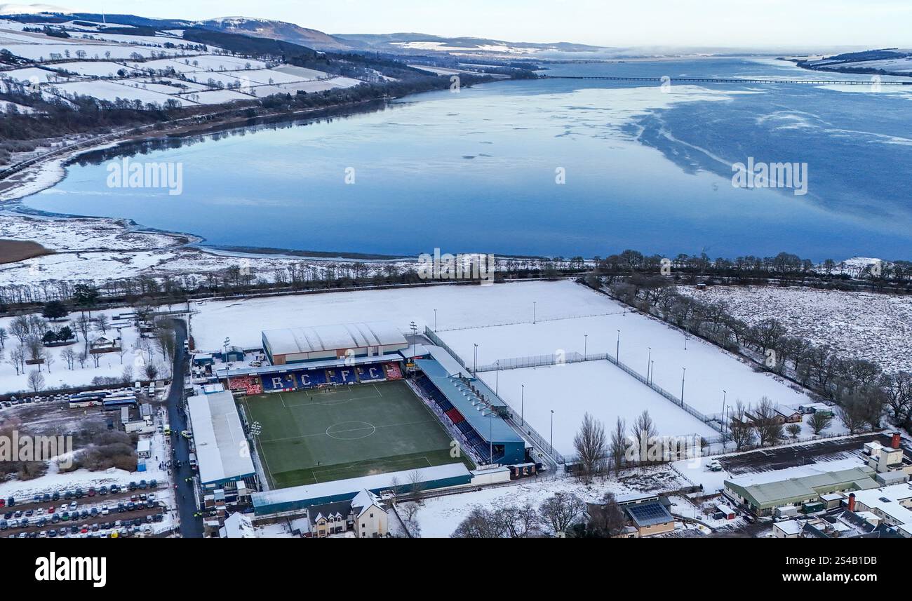 Aerial view of the stadium and Cromarty Firth before the William Hill ...