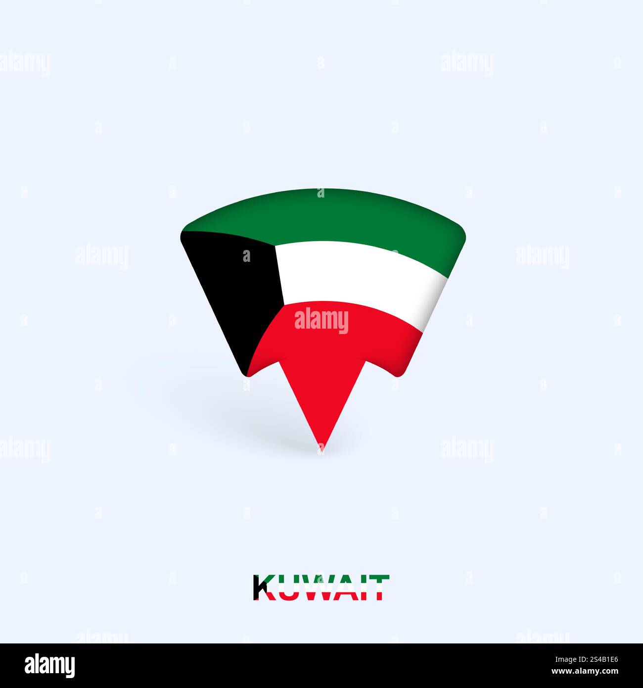 Kuwait Flag Map Pointer Design with Shadow. Vector illustrator Stock ...