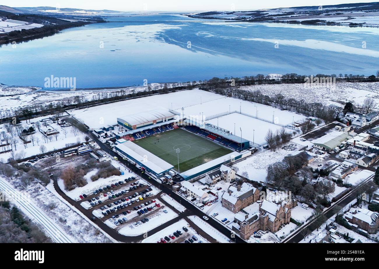 Aerial view of the stadium and Cromarty Firth before the William Hill ...