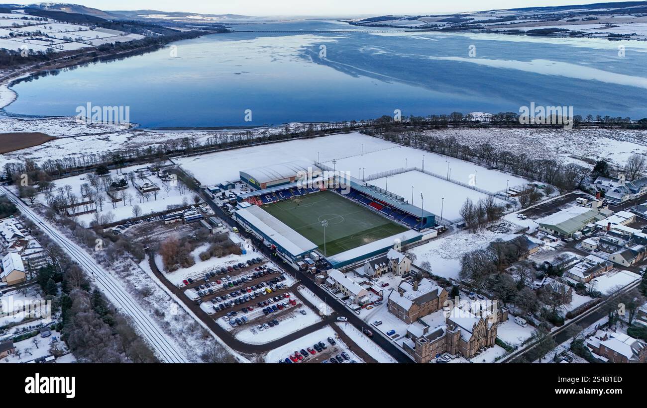Aerial view of the stadium and Cromarty Firth before the William Hill ...