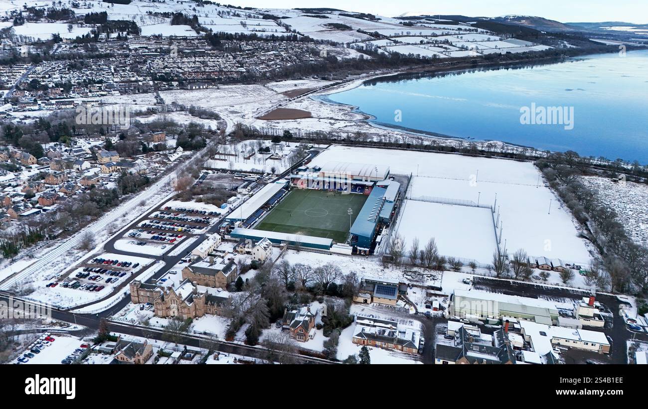 Aerial view of the stadium and Cromarty Firth before the William Hill ...