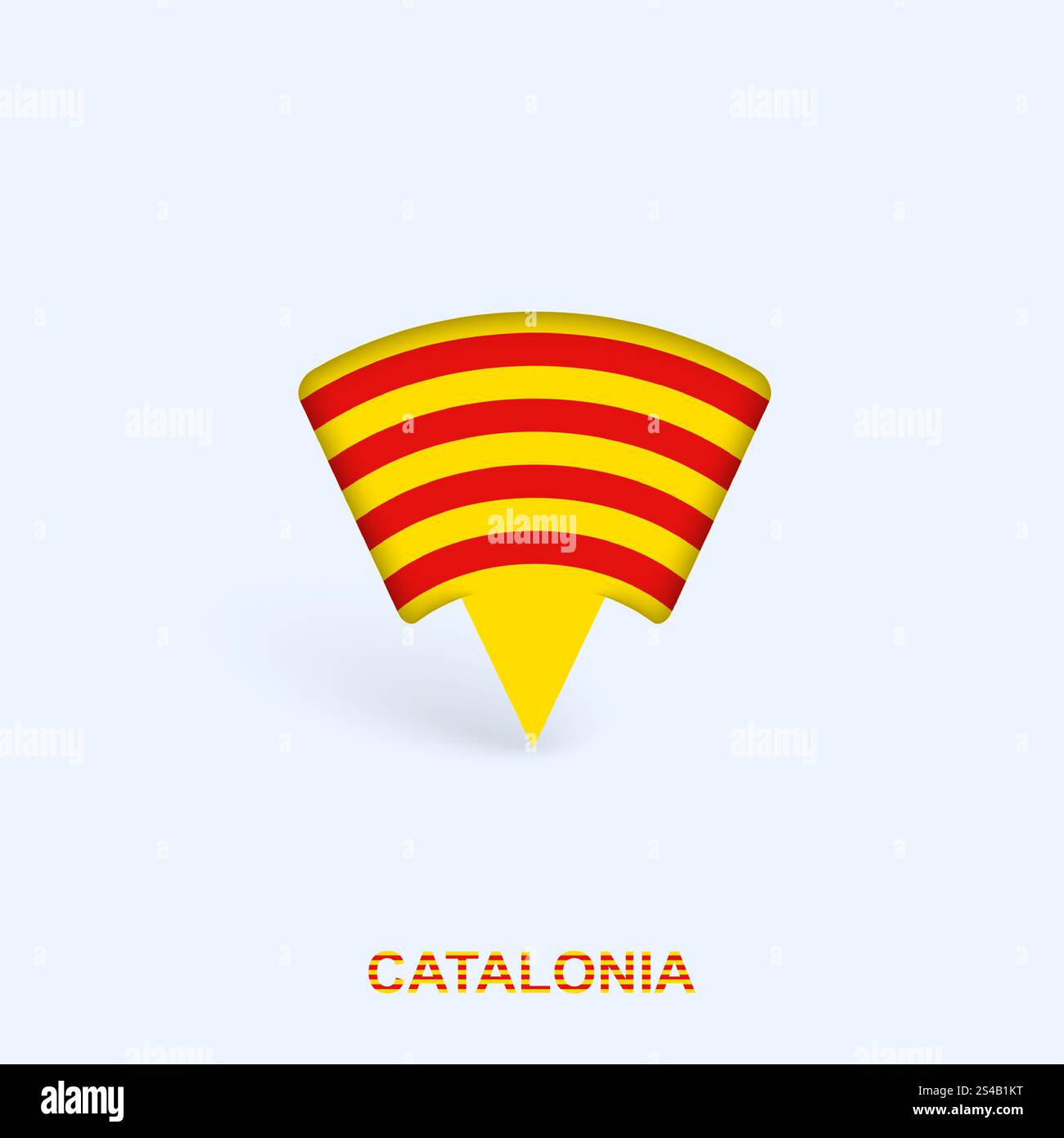 Catalonia Flag Map Pointer Design with Shadow. Vector illustrator Stock ...