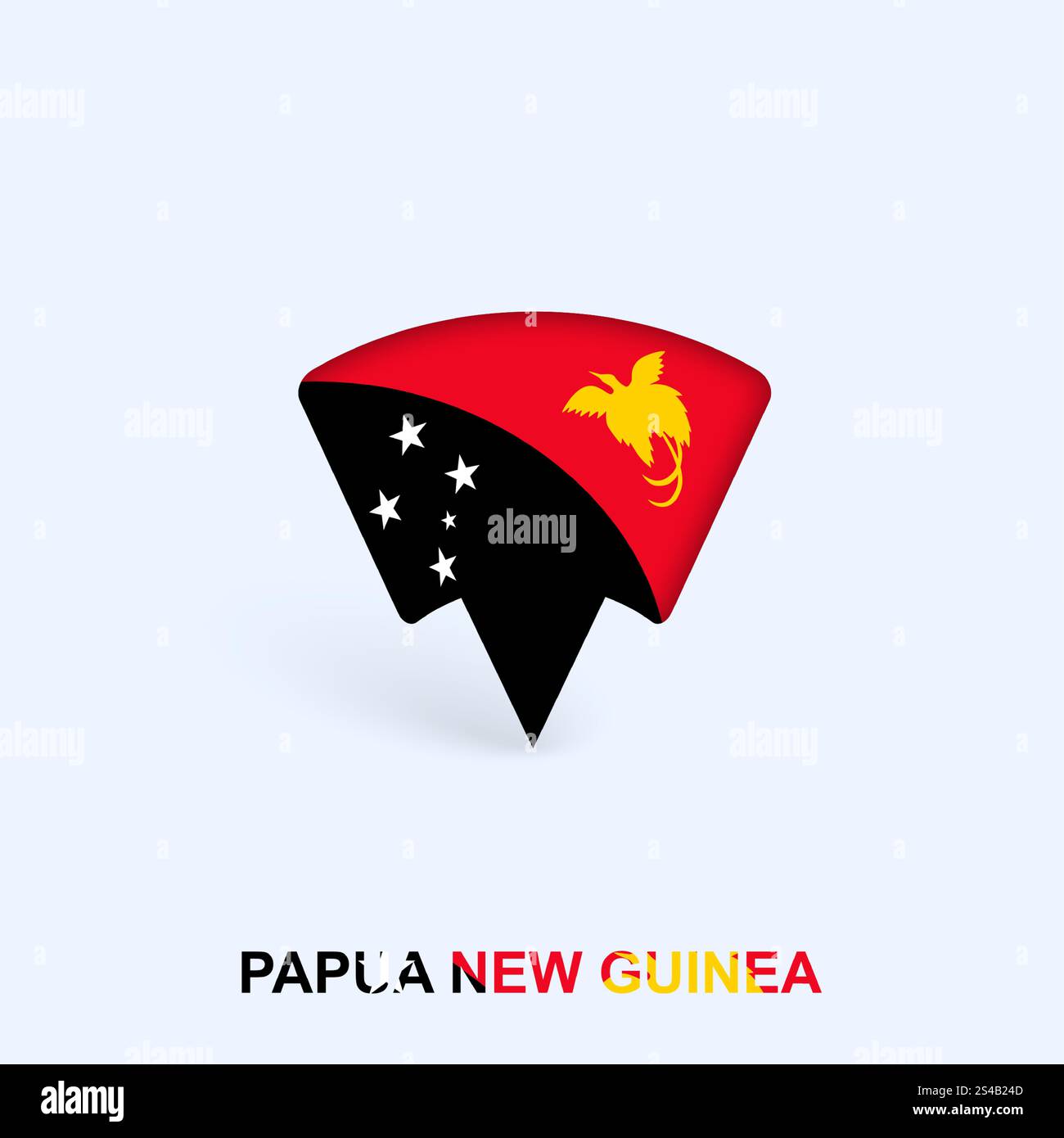 Papua New Guinea Flag Map Pointer Design with Shadow. Vector ...