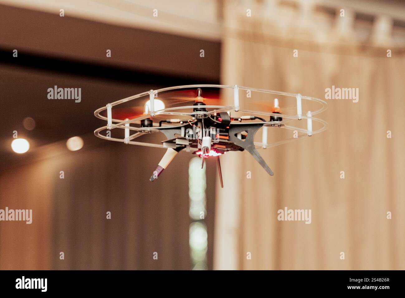 Drone Operator Controls Flying Quadcopter Modern Remote Technology ...