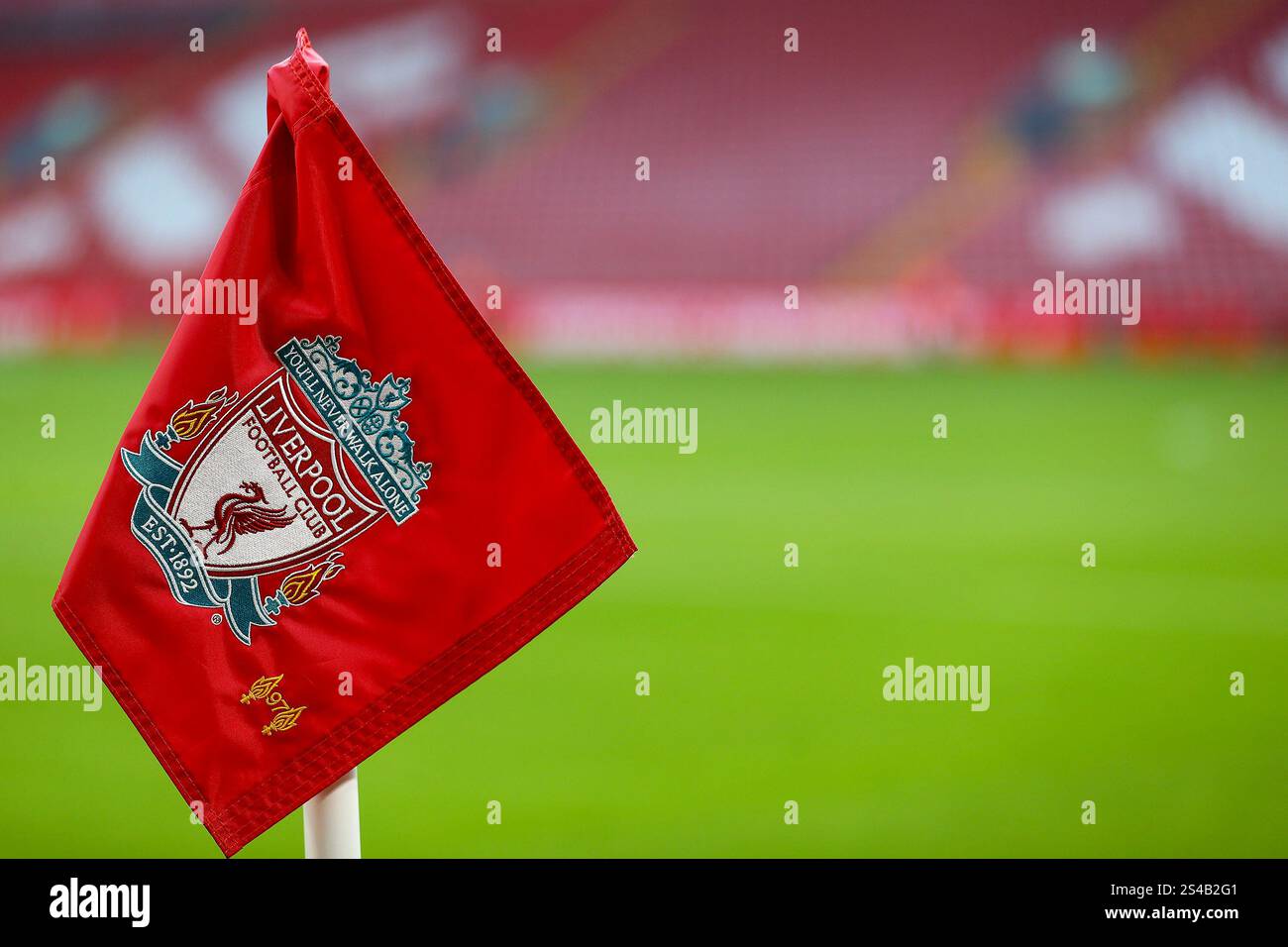 General view of the Liverpool FC corner flag. Emirates FA Cup 3rd round ...