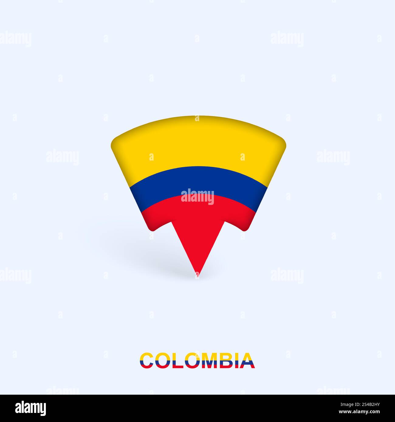 Colombia Flag Map Pointer Design with Shadow. Vector illustrator Stock ...