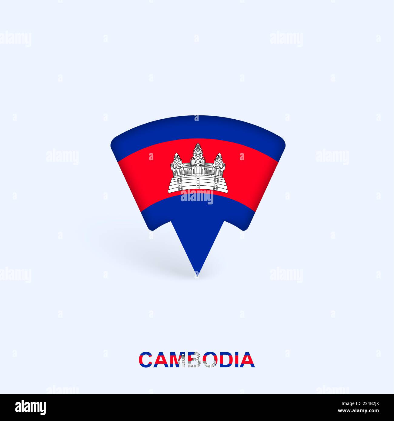 Cambodia Flag Map Pointer Design with Shadow. Vector illustrator Stock ...