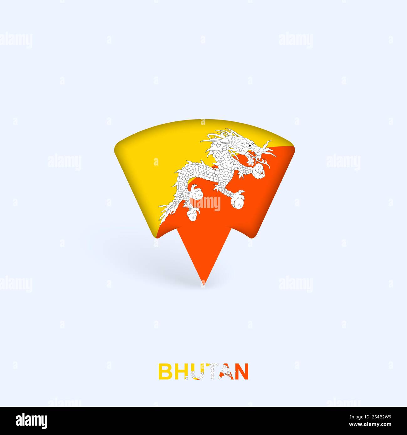 Bhutan Flag Map Pointer Design with Shadow. Vector illustrator Stock ...